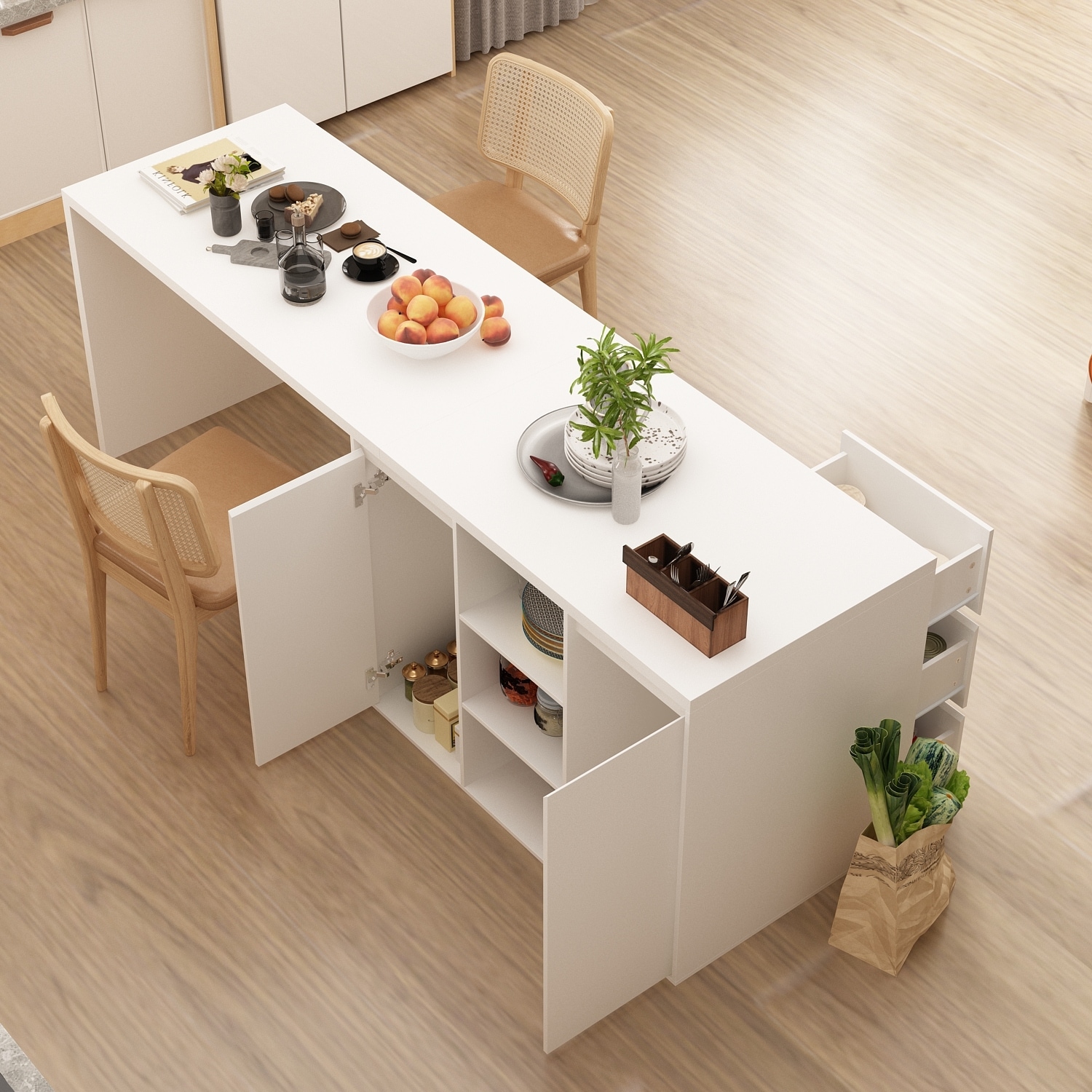 Kitchen island dining table with storage store