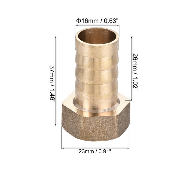 Barb Hose Fitting Connector Adapter Barbed Female Pipe 2Set - Golden ...