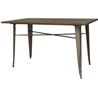Loft Rustic Gunmetal Metal Dining Table with Wood Rectangle Top ...