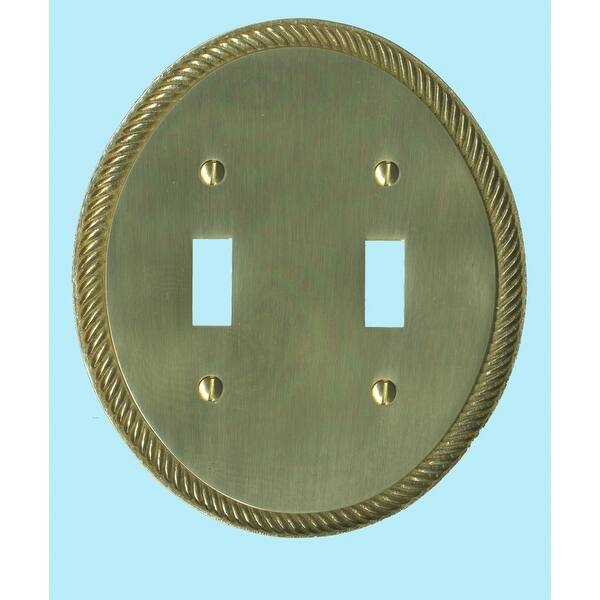 Solid Brass Switchplate Double Toggle Oval Braided | Renovator's Supply ...