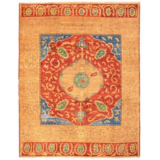 ECARPETGALLERY Hand-knotted Shalimar Light Brown, Red Wool Rug - 9'6 x ...