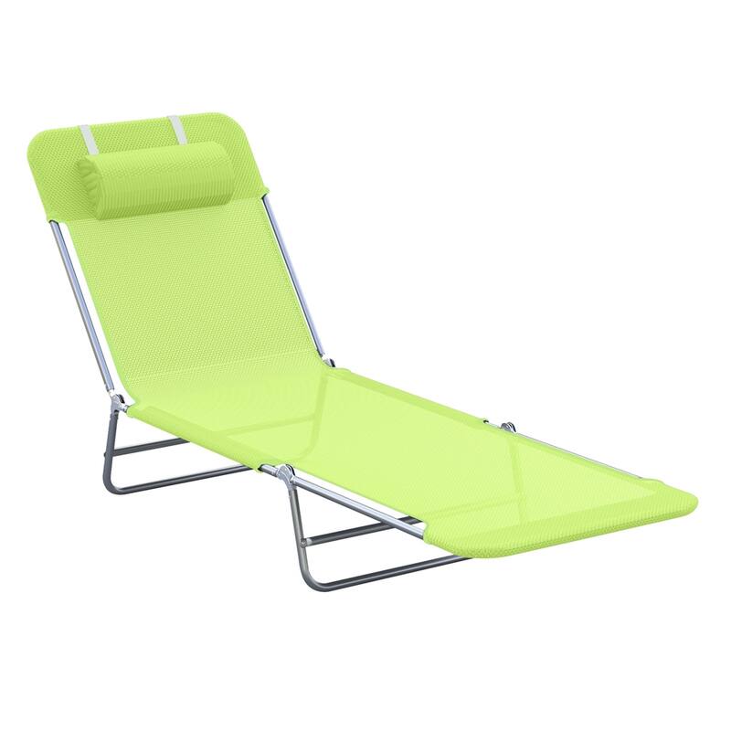 Outdoor Steel Frame Sun Tanning Chairs with Pillow, Reclining Back ...