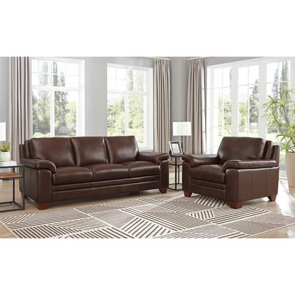Hydeline Magnum Top Grain Leather Sofa and Chair Set - Bed Bath ...