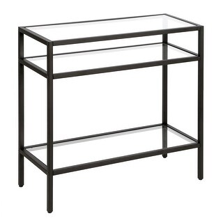 Contemporary Rectangular Side Table with Glass Top - Bed Bath & Beyond - 38119725