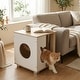 Gymax Cat Bed Side Table w/Head-shaped Entry & Metal Legs Modern End ...