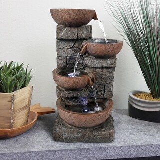 15.7''H Indoor Tabletop Waterfall Feature Decor with LED for Office ...