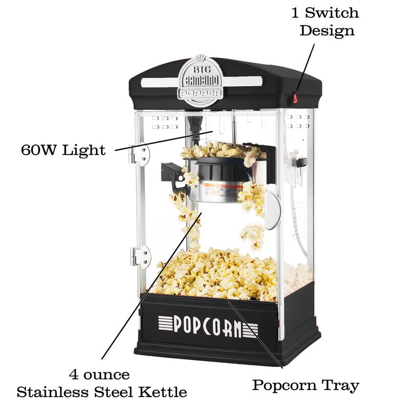Big Bambino Popcorn Machine with 12 Pack of All-In-One Popcorn Kernel Packets by Great Northern ...