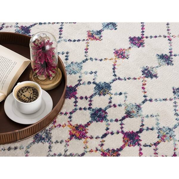 8' X 11' White Modern Geometric Grid Area Rug - 3'6" - Bed Bath ...