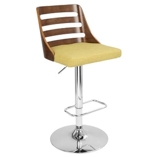 Trevi Mid-Century Modern Adjustable Barstool with Swivel in Walnut and ...