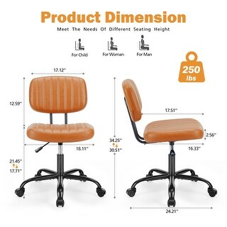 PU Leather Low Back Task Chair Small Home Office Chair with Wheels ...