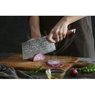 Chef Cleaver Damascus Chef Cleaver With Rosewood Handle - Bed Bath ...