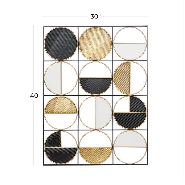 Metal Geometric Half Moon Wall Decor with Gold Detailing - Black ...