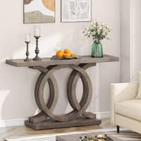 Vintage Console Table with Geometric Base Wooden Hallway Table - Bed ...