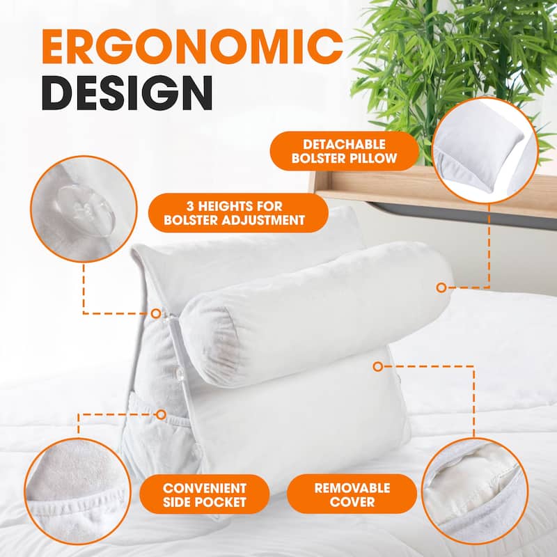 Cheer Collection Wedge Shaped Support Pillow and Bed Rest Cushion ...