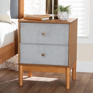 Baxton Studio Taylin Mid-Century Grey Corduroy and Oak Brown Wood 2 ...