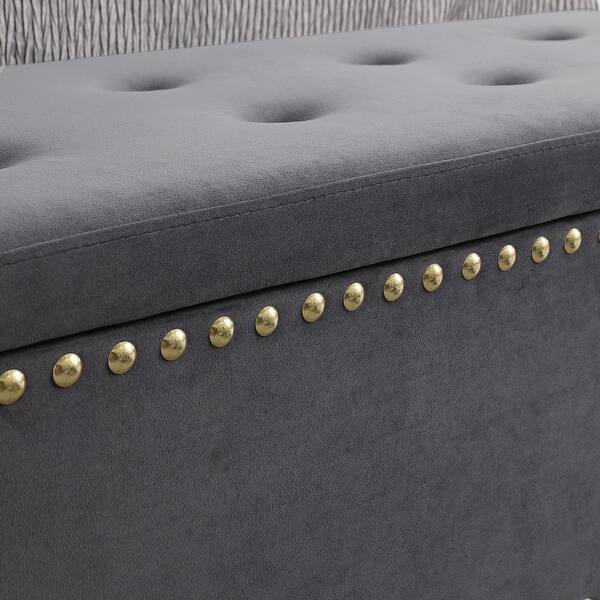 Large Storage Benche Set 2 in 1 Benches Tufted Velvet Benches Gold Leg ...
