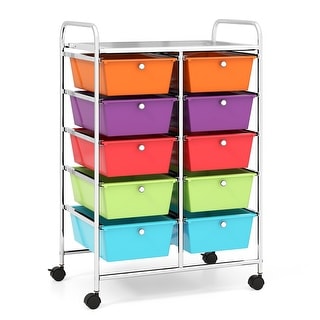 Gymax 10-Drawer Rolling Storage Cart Tools Scrapbook Paper Organizer ...
