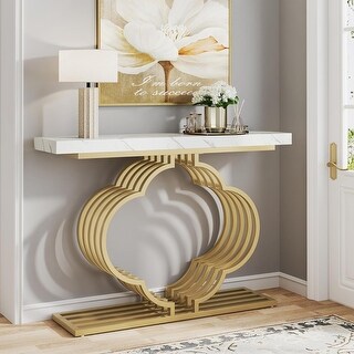 41 Inches Gold Console Table, Faux Marble Entry Table - Bed Bath ...