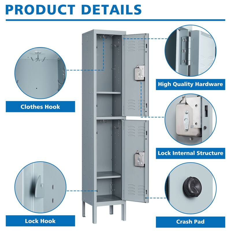 Metal Locker 2 Doors - Overstock - 36519697