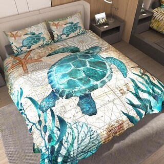 Duvet Cover Queen Size - Sea Turtle Comforter Cover Set - Bed Bath ...