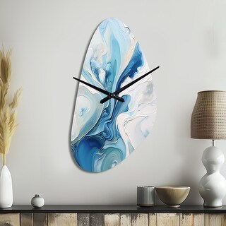 Blue and Grey Ethereal Elixir V - Abstract Wall Clock in Asymmetrical ...