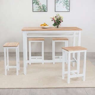 5-Piece Modern Metal Kitchen Table Set with 4-Bar Stools, Space-Saving ...