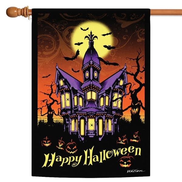 Haunted House "Happy Halloween" Outdoor Flag - 40" x 28" - Bed Bath ...