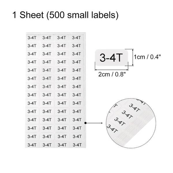 3-4T Clothes Size Sticker Label 3 to 4 Year Old Clothing Size Label ...