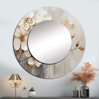 Designart "Beige And Gold Minimalism Violets" Violets Living Room ...