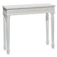 White Wood Intricately Carved Slim Scroll Console Table with Turned ...