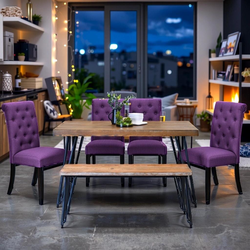 purple dining bench