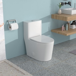 Ceramic One Piece Toilet for Bathroom, 12-inch Rough-In,Dual Flush with ...