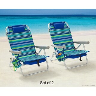 2-piece Beach Chairs 5-Position Folding Lay-Flat Backpack Chair - Bed ...
