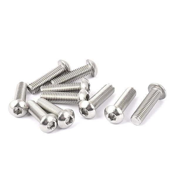 M6 x 60mm Stainless Steel Button Head Socket Cap Screw Silver Tone 10 ...