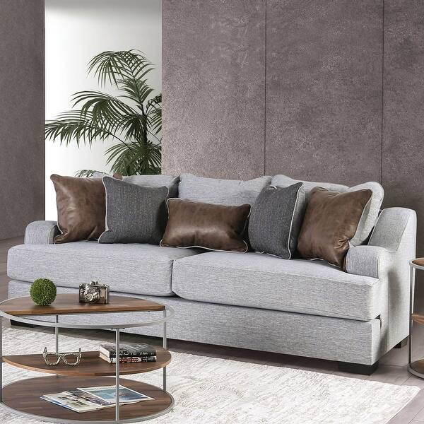 Avir Transitional Fabric Sloped Track Arms Sofa by Furniture of America ...