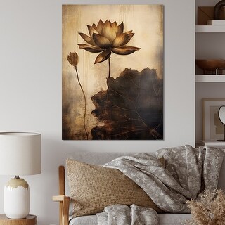 Designart "Rustic Lotus Serenity" Lotus Wall Art - Bed Bath & Beyond ...
