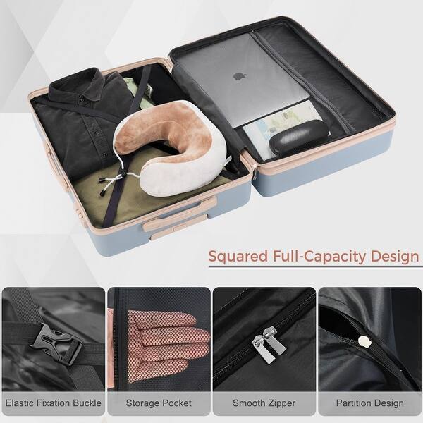 Light Blue 3-Piece Suitcase Set，Carry on Luggage Sets with Spinner ...