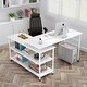L-Shaped Computer Desk with Shelves 360-deg Rotating Study Desk - Bed ...