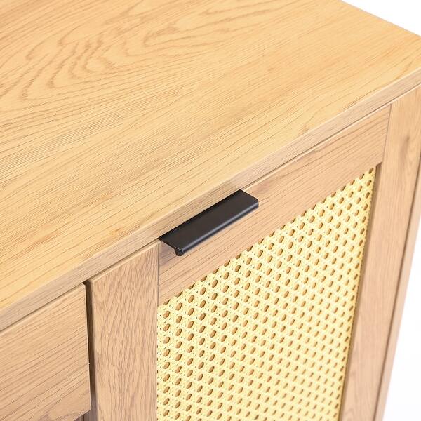 Luanne 47" Wicker Computer Work Desk with Storage Cabinet and Drawer ...
