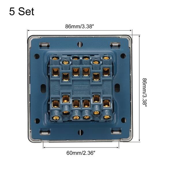 Light Switch Wall Push Button 4 Gang 2 Way Black 250V 10A 86mmx86mm ...