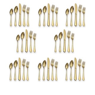 40-Piece Stainless Steel Silverware and Gold Flatware Set - Bed Bath ...