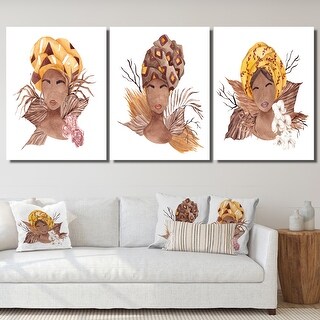 Designart 'African American Woman, Dried Flowers, Leaves III' Glam Art ...