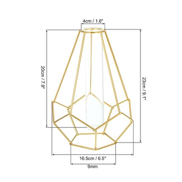 Metal Rack Stand Clear Glass Flower Vase Plant Container Geometric ...