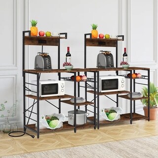 Kinbor Bakers Rack with Power Outlet Set of 2, Industrial Microwave ...