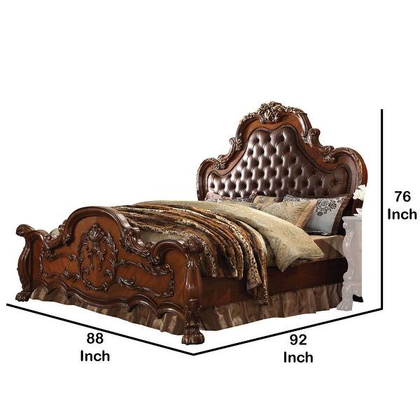 Scalloped Crown Top Eastern King Size Bed with Claw Poster Legs, Oak ...