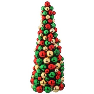 18" Multi-Colored Mixed Shatterproof Ball Cone Christmas Tree - Bed ...