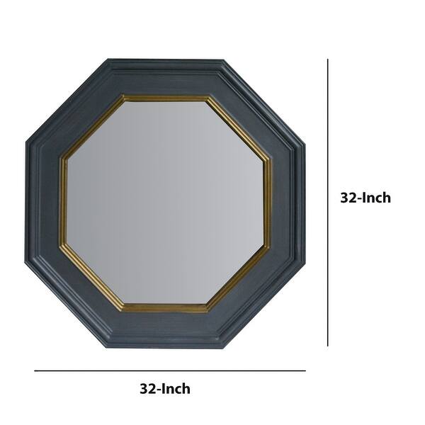 Gray Octagonal Shape Wooden Floating Frame Flat Wall Mirror - Bed Bath ...