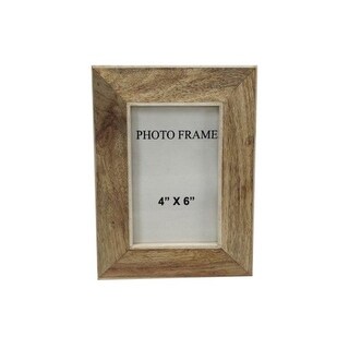 4x6" Wood Picture Frame w/ White Resin Border - Lite Brown - Bed Bath ...