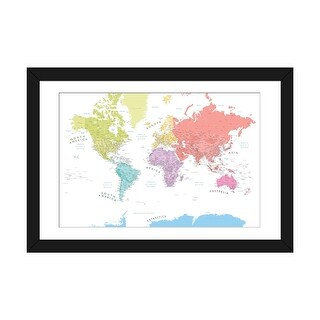 iCanvas "Pastels Detailed World Map With Continents" by blursbyai - Bed ...