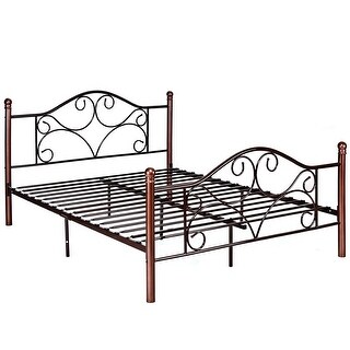 Queen Size Steel Bed Frame with Stable Platform and Metal Slats ...
